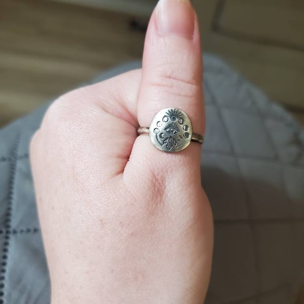 Silver Moon Ring Celestial Ring Moon Phase Ring Witch Ring Evil Eye ...