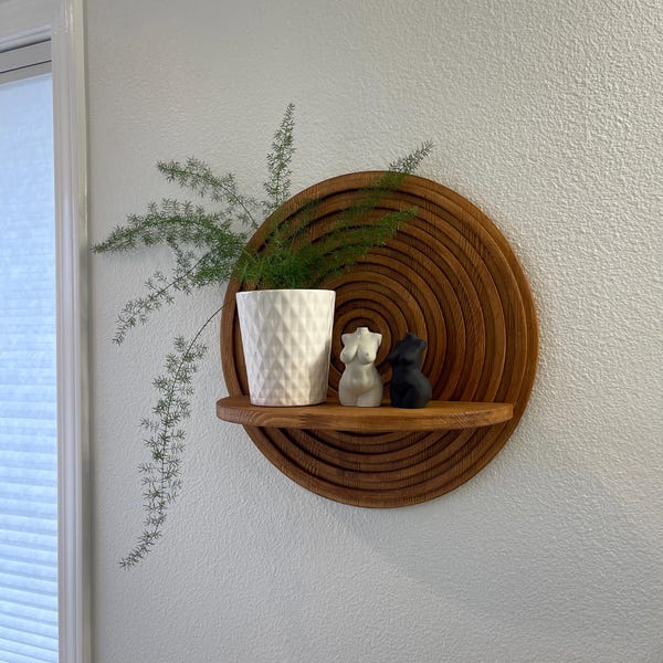 Mid-century Modern Floating Shelf, Arched Wall Wood Shelf in Mid ...