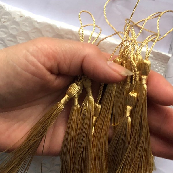 10pcs Light Gold Silk Tassels,3 Inch Silky Mini Tassels,hand Made Silk ...