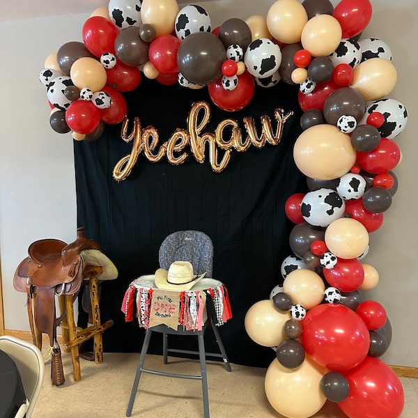 My First Rodeo Balloon Arch | Western Theme, First Birthday, Red ...