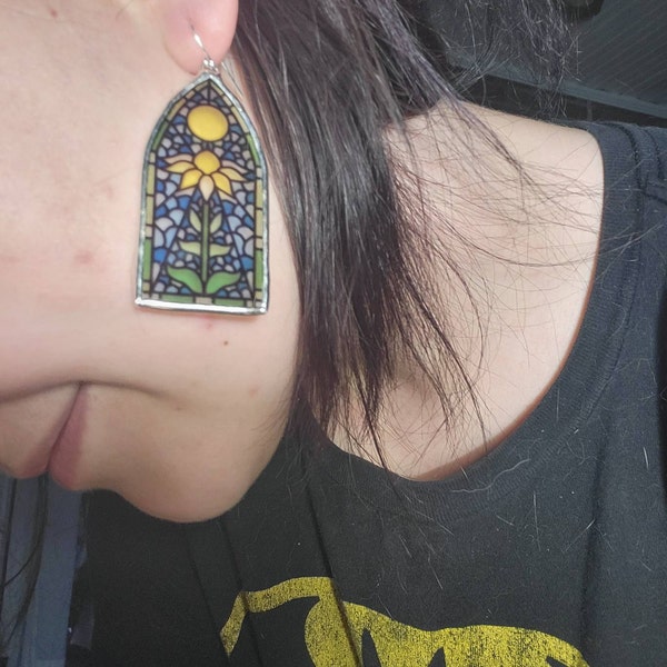 Colorful Stained Glass Window Statement Earrings - Etsy