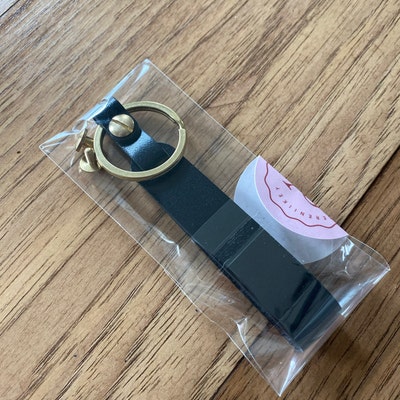 Colorful Leather Key Fob Strap With Engraving Gold Keyring loop - Etsy