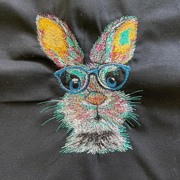 Bunny Machine Embroidery Easter Bunny With Glasses Pattern, 6 Sizes ...