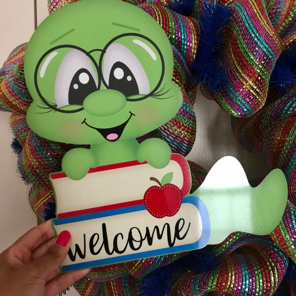 11X10” Bookworm School Wreath Metal Aluminum Sign #490, Wreath ...