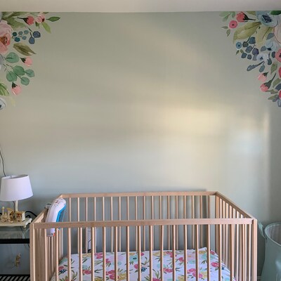 DANY Corners Wall Flowers Bouquet Pastel Colors Decal Girl - Etsy