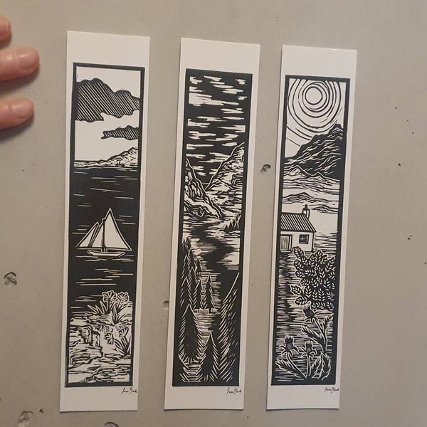 Scottish Landscape Triptych Lino Print - Etsy