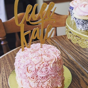 Personalized Cake Topper, Custom Text Cake Topper, Gold Cake Topper ...