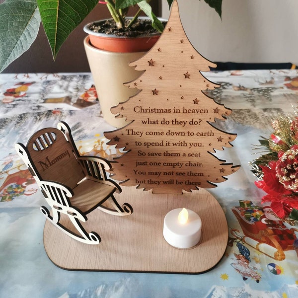 Personalised Christmas Candle Memorial Display - Rocking Chair -rustic ...
