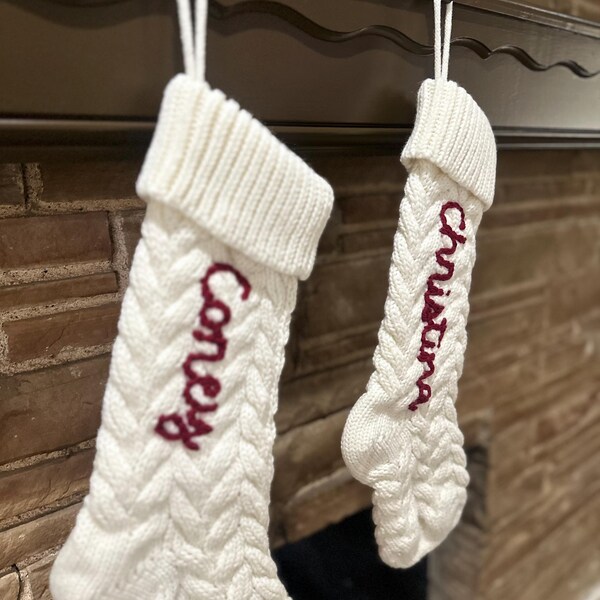 Personalized Christmas Stocking// Hand Embroidered Stocking// Stocking ...