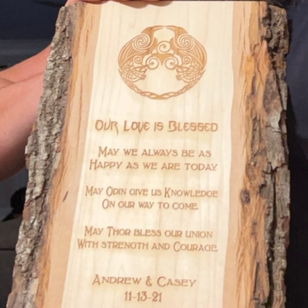 Viking Memorial Norse Live Edge Plaque Engraved Valhalla Viking Prayer ...