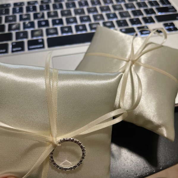 Small Ring Pillow, Ivory Satin Engagement Ring Pillow, Mini Ring Bearer ...