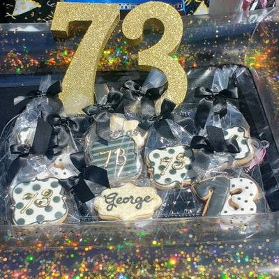 Number Custom Anniversary Cookies Set of 6 Crunchy Shortbread Cookies ...