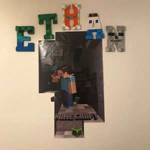 Minecraft Wooden Letters/hand Painted Letters/boys Room Decor/steve ...