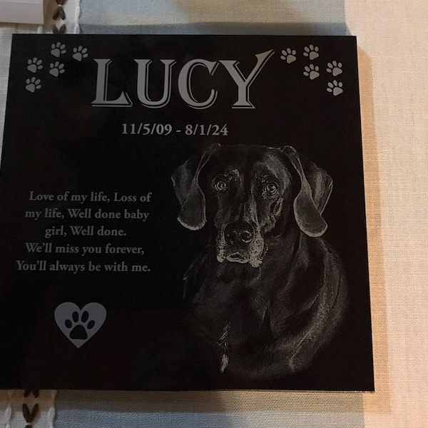 12x8 Custom Personalized Pet Headstone, Tombstone Laser Engraved on the ...