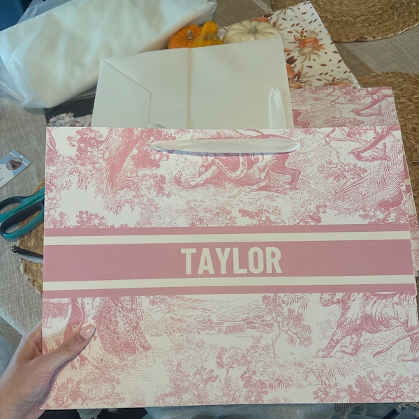 Custom Toile De Jouy Gift Bags | Personalized | Wedding | Bridesmaid ...