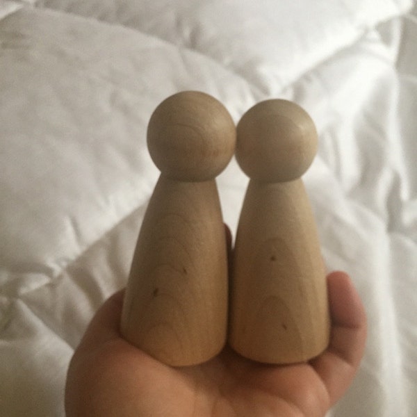 LARGE LADY Peg Dolls, Woman Peg Doll, 6 Unfinished Pegs, Large Angel ...
