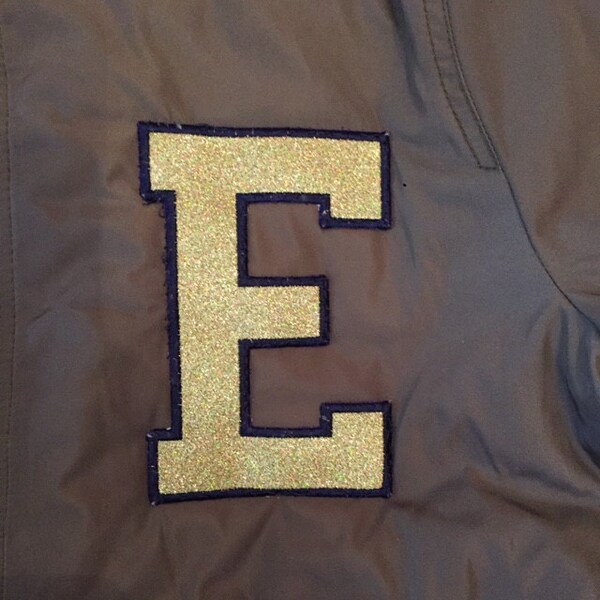 Varsity Bold Letter Font Sparkle Glitter Patch - Iron or Sew on Vinyl ...