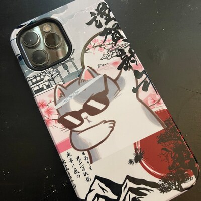 Black Style Cute Cat Kitty Japanese Art Samurai Dab Black Backpack - Etsy