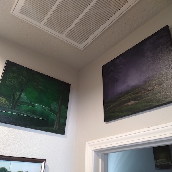 Bob Ross Style Mountain Landscape Oil Painting on Canvas “lakeside ...