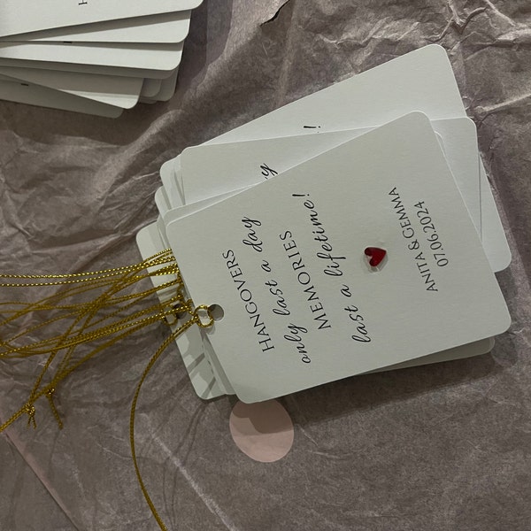 Personalised Wedding Favour Tags, Alcohol Tags, We Tied the Knot ...