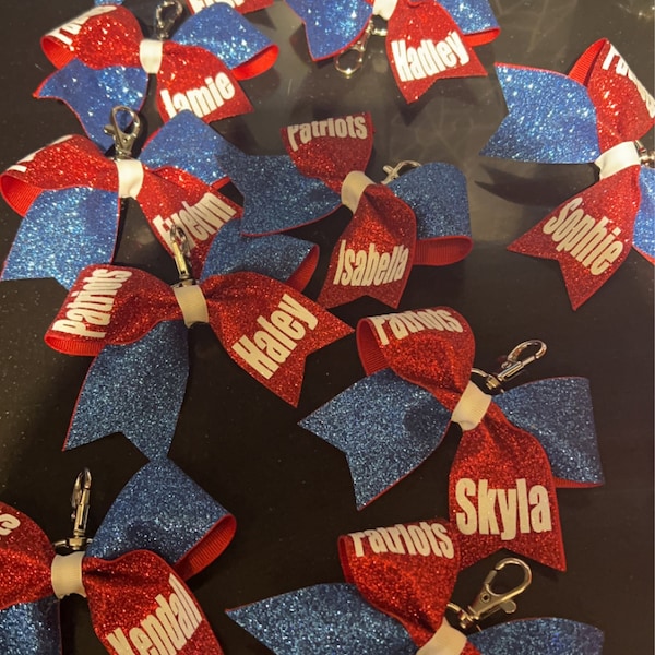 Cheer Bow Key Chain or Back Pack Bow. Customized in Your Colors - Etsy