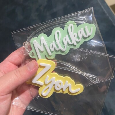 Acrylic Kids Bag Tag Colourful Bag Tag Personalised Bag Tag for Kids ...