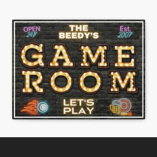 Personalized Game Room Sign, Game Marquee Sign, Arcade Room Decor ...