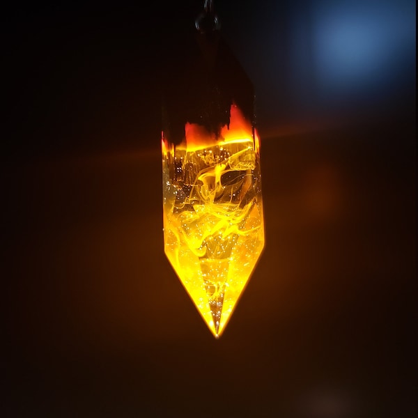 Wood Resin Pendant Fire Pendant Resin Necklace Epoxy Resin Pendant for ...