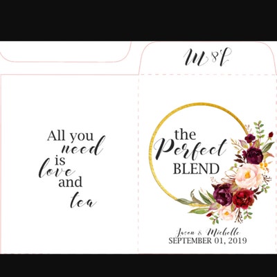 Wedding Favors Coffee Tea Packets Seed Packets the Perfect Blend Gold ...