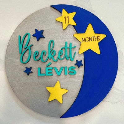 Baby Milestone Star Moon Sign SVG FILE, GLOWFORGE, Luckyheartdesignsco ...