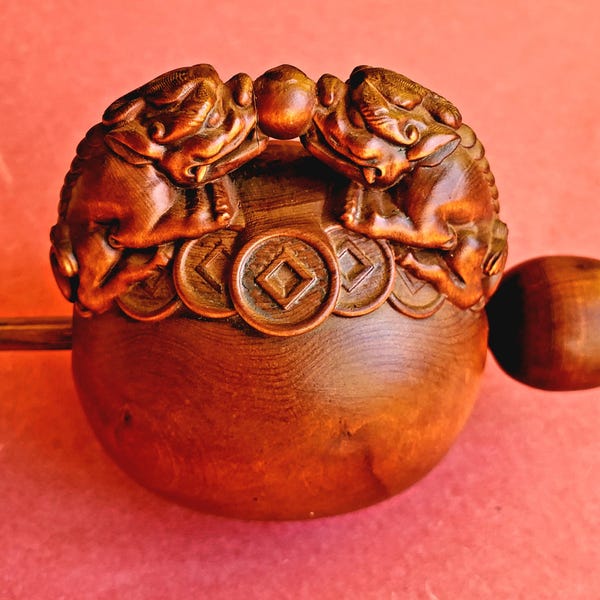 Boxwood Carved Dragon Muyu, Taoism and Buddhism Musical Instrument ...