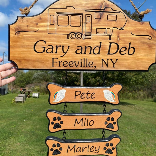 Custom RV Carved Camp Signs Etsy Family Name Sign W Sign Holder Option ...
