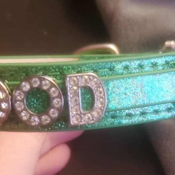 Custom Diamond Name Leather Collar for Humans: Handmade Sparkling ...