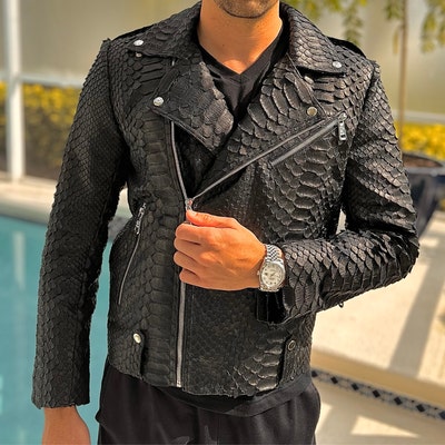 Custom Python Leather Biker Jacket, Leather Jacket for Women, Dragon ...
