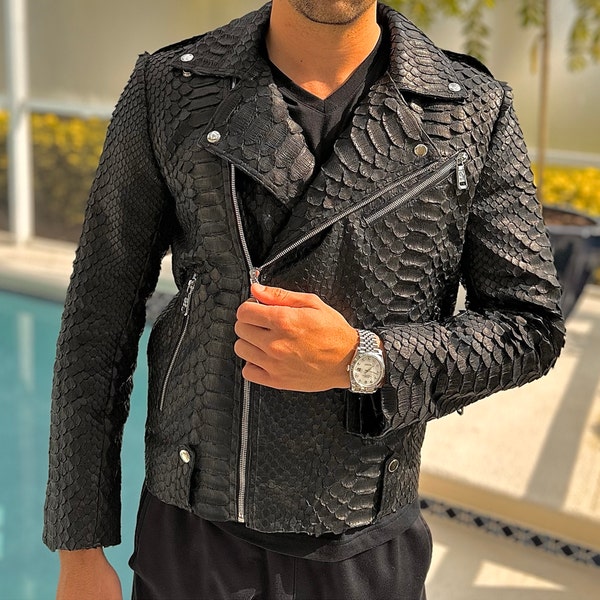 Custom Python Leather Biker Jacket, Leather Jacket for Women, Dragon ...