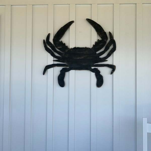 Beach Crab Sign Wooden Giant Crab Wall Art Beach Coastal Sign Nautical ...