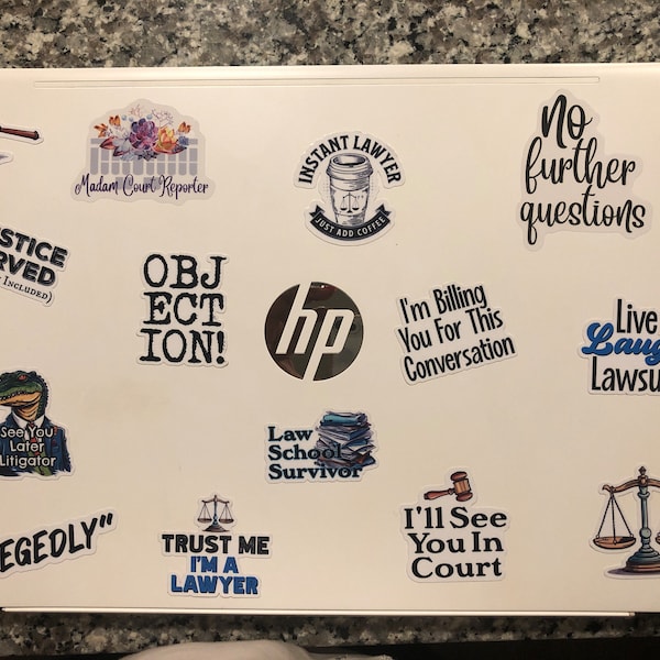 Set of 12 Funny Lawyer Stickers - Assorted 2" Die Cut Sticker Pack ...
