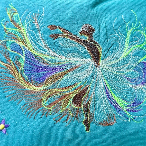Ballerina Embroidery Design, Ballet Dancer Outline Pattern for Dark ...