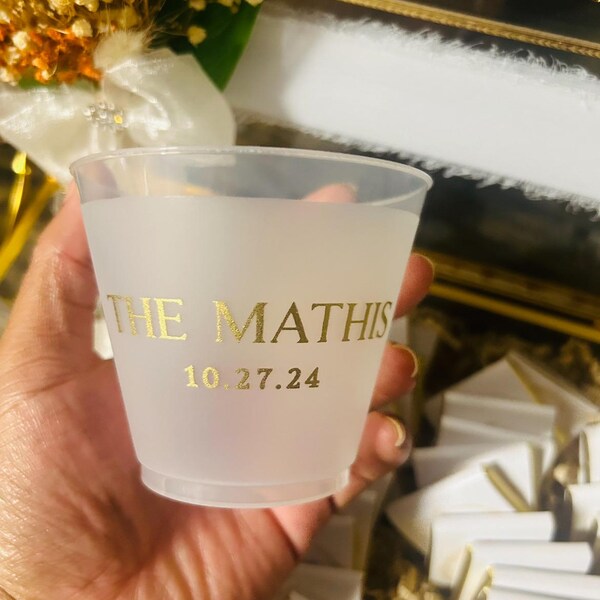 Custom Wedding Cups, Reception Bar Frosted Cups, Personalized ...