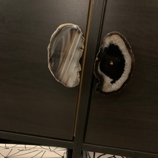 Custom Black Brown Agate Slice Drawer Pulls Knobs - Etsy