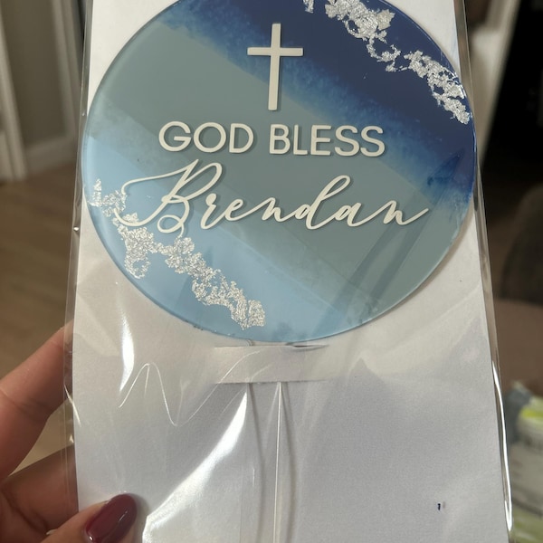 Birthday Cake Topper Acrylic Birthday Marbled Boho Chic 5 in Wide Gold ...