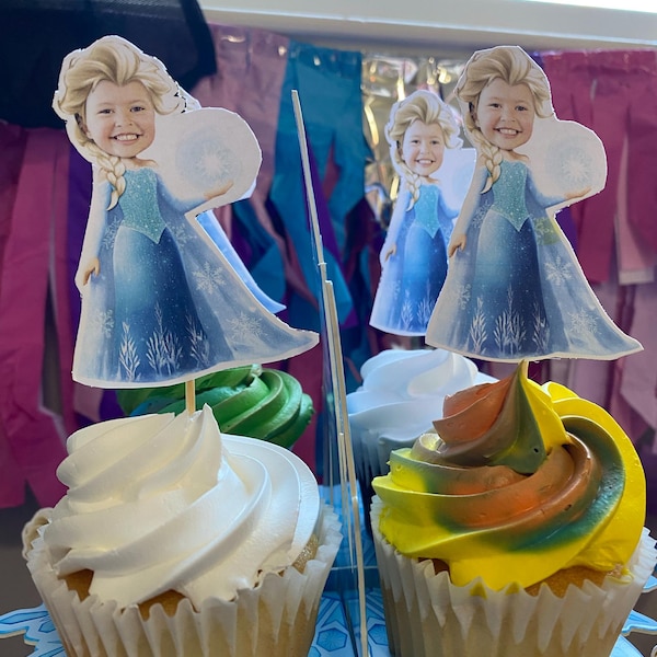 Frozen Elsa Personalized Face Cupcake Toppers - Etsy