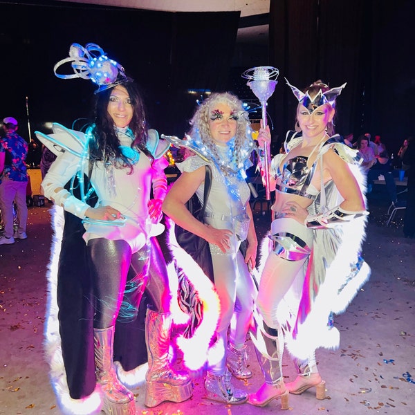 Alien Costume Gloves, 3 Finger Gloves, Funny Costume Gloves, Silver ...