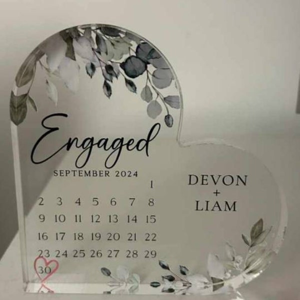 Personalized Engagement Gift, Engaged Calendar Acrylic Plaque ...