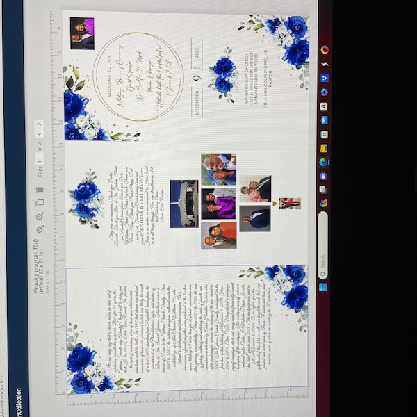 Trifold Wedding Program Template, Royal Blue and Gold Program Template ...