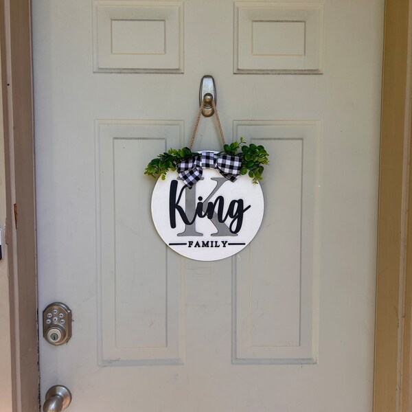 Welcome Wooden Monogram Family Last Name Sign - Custom Hanger ...