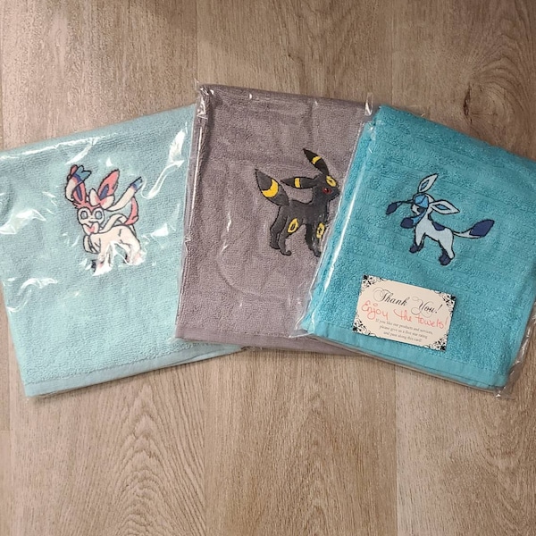 Cute Eevee Evolution Eeveelution Embroidery Hand Towels - Etsy