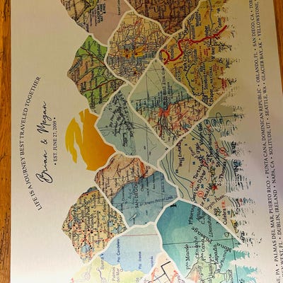 Personalized Long Distance Family Maps on Wood: 3-5 Locations, Custom ...