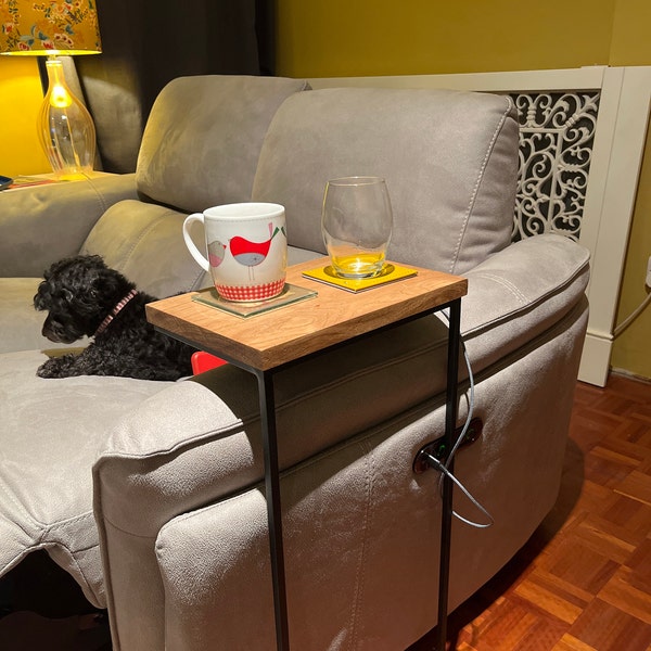 Sofa Side Table Made to Fit Your Sofa | Oak & Steel Over Arm Table ...