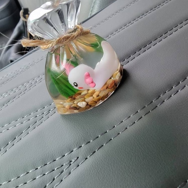 Tiny Handmade Resin Bagged Axolotl Figurine | Kawaii Paperweight | Cute ...